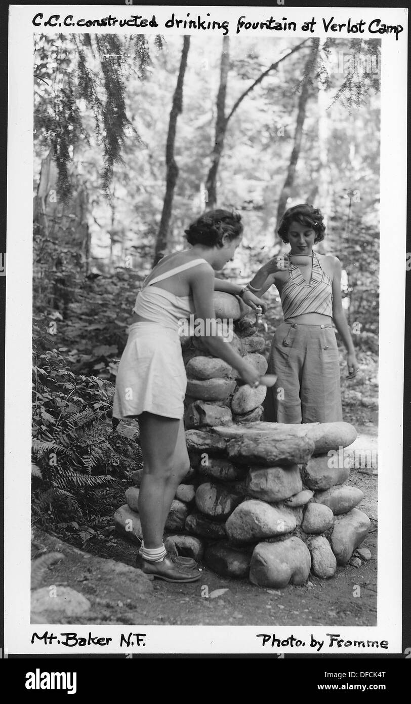 A drinking fountain constructed by the Civilian Conservation Corps (CCC ...