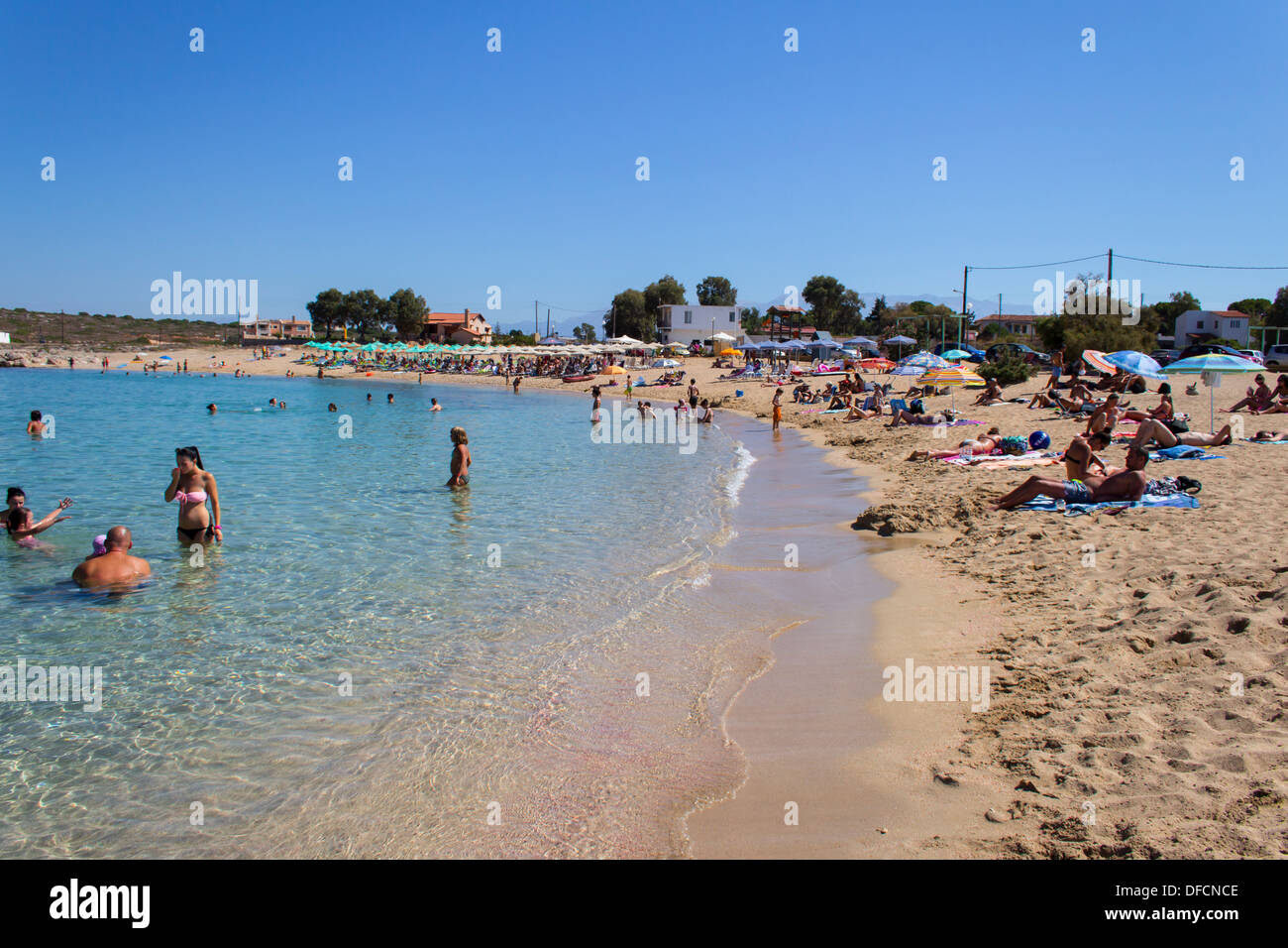 Popular beach on the Akrotiri Peninsula in Crete, Greece Stock Photo ...