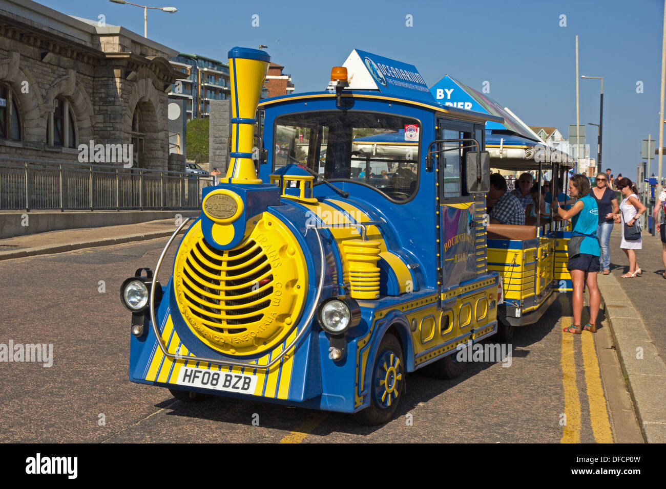Land Train operating between Boscombe and Bournemouth Stock Photo - Alamy
