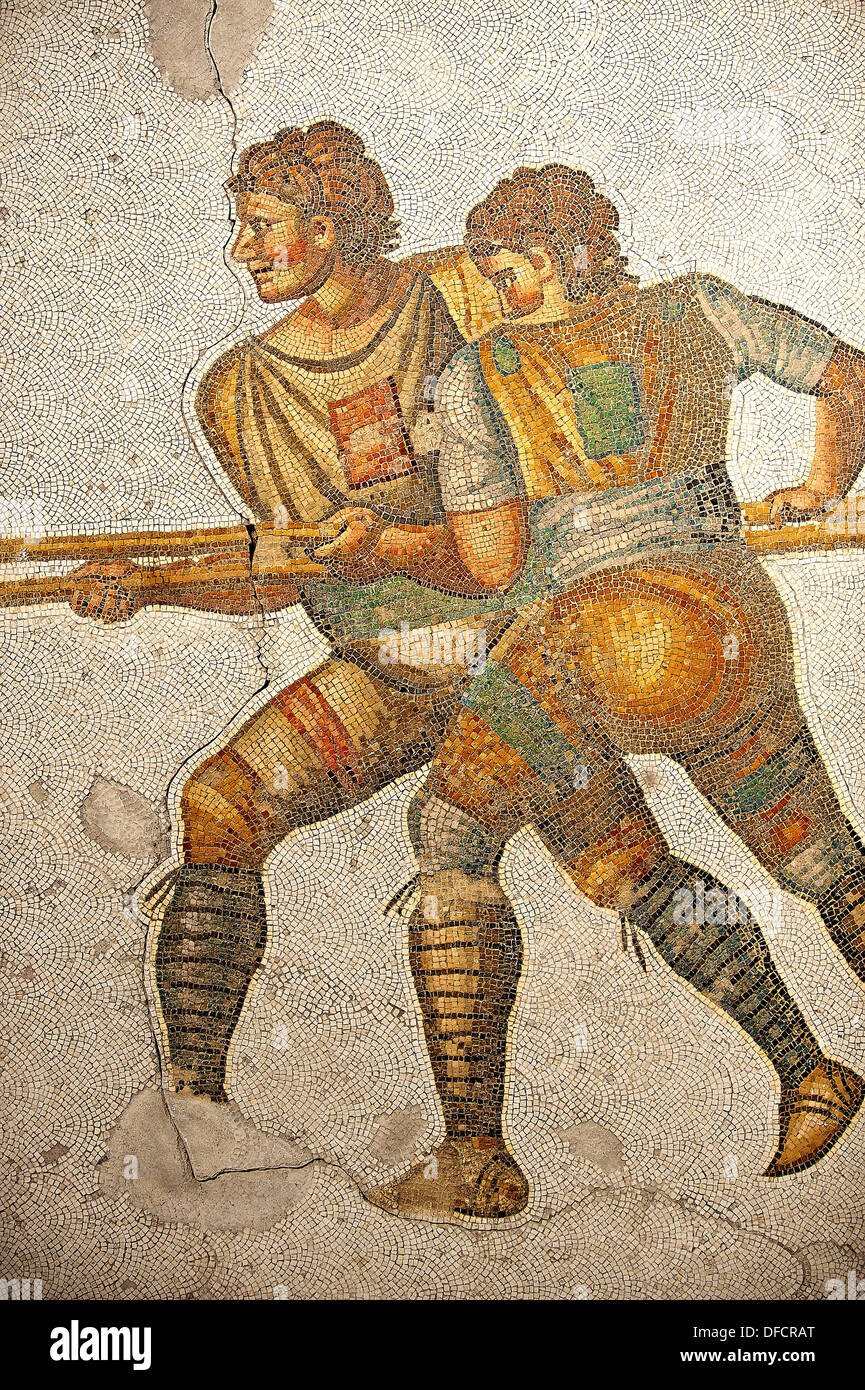 Byzantine Roman mosaics of hunters from the ruins of the Great Palace ...