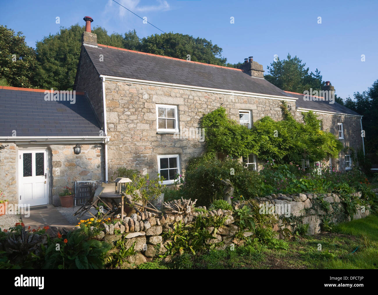 Traditional granite farmhouse building Gweek, Cornwall, England on the ...