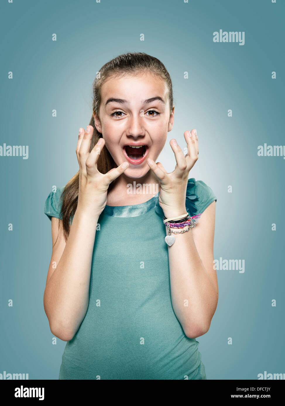 Happy screaming girl Stock Photo - Alamy