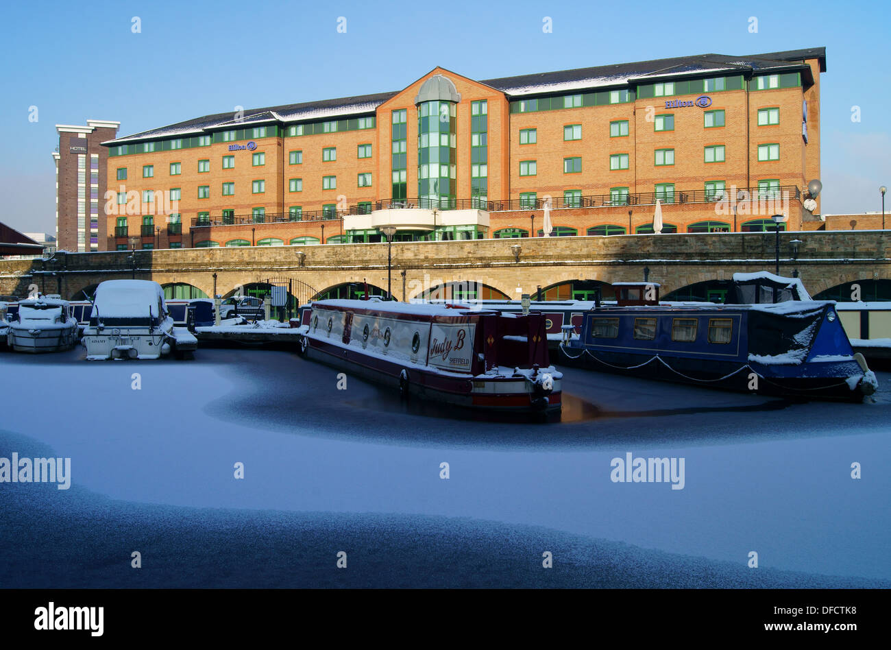 UK,South Yorkshire,Sheffield,Victoria Quays,Canal Basin,Hilton Hotel ...