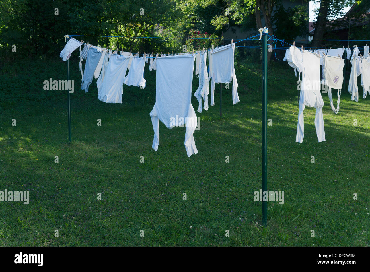 Germany, Bavaria, Munich, Clothes hanging on washing line Stock Photo ...