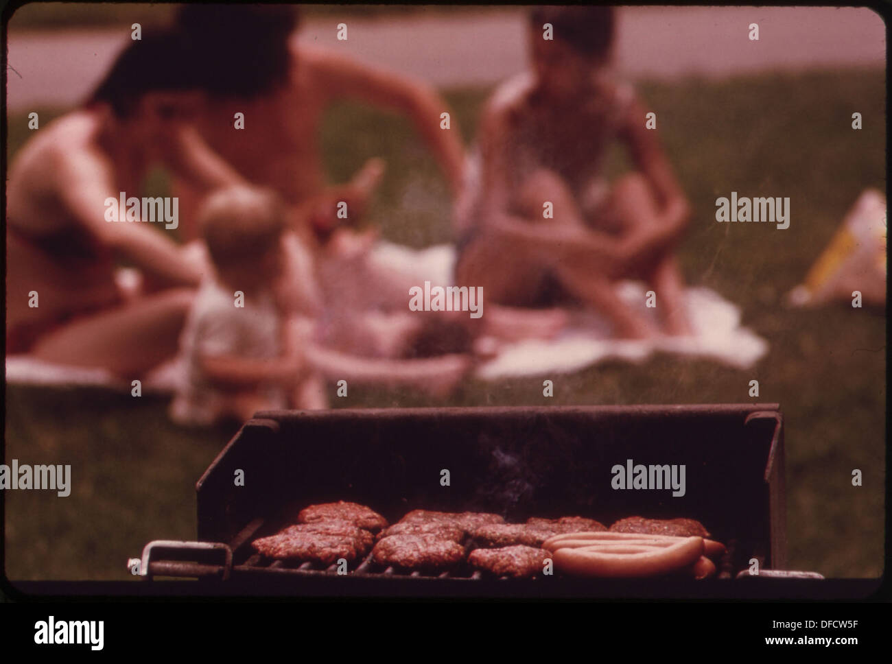 A family enjoys a cookout at Huntington Beach, located along the shores ...