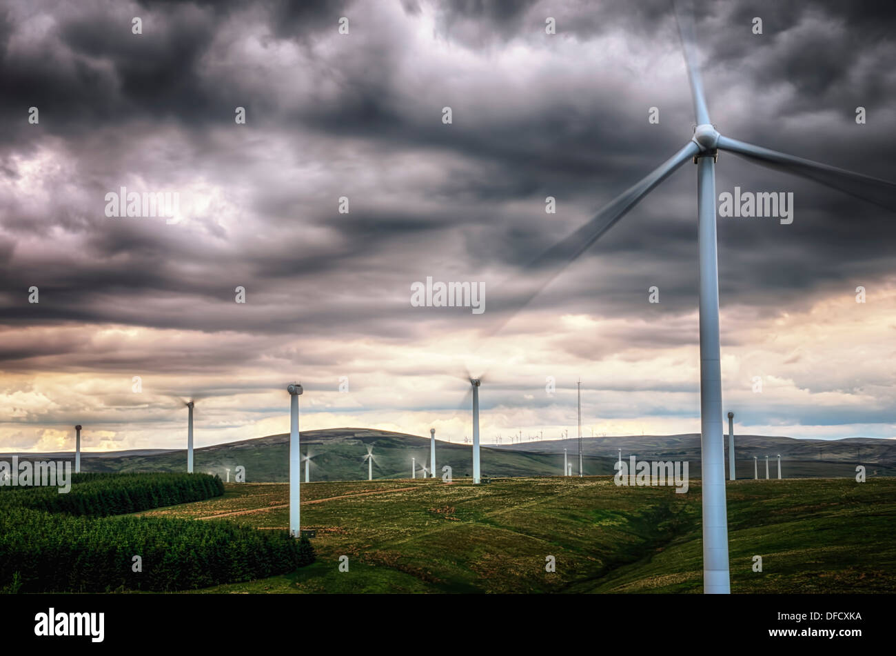 United Kingdom, Scotland, View of wind turbine at Dunbar Stock Photo ...