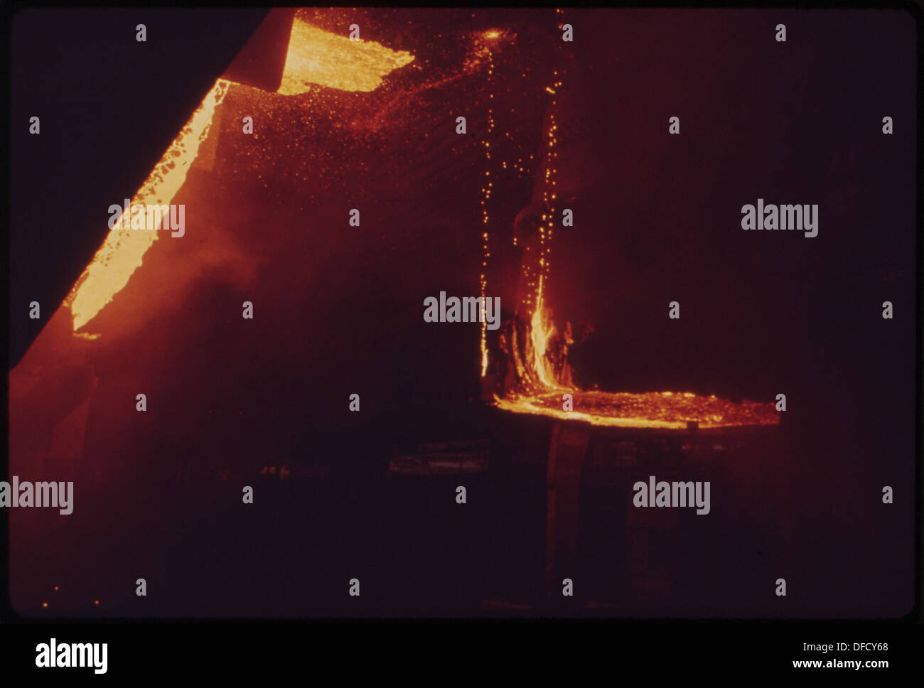 This image shows a detailed view of the steel-making process inside a U ...