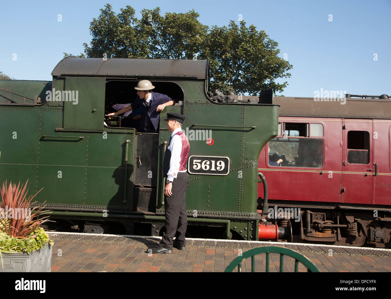 Engineers with steam locomotive at Sheringham Norfolk Stock Photo - Alamy