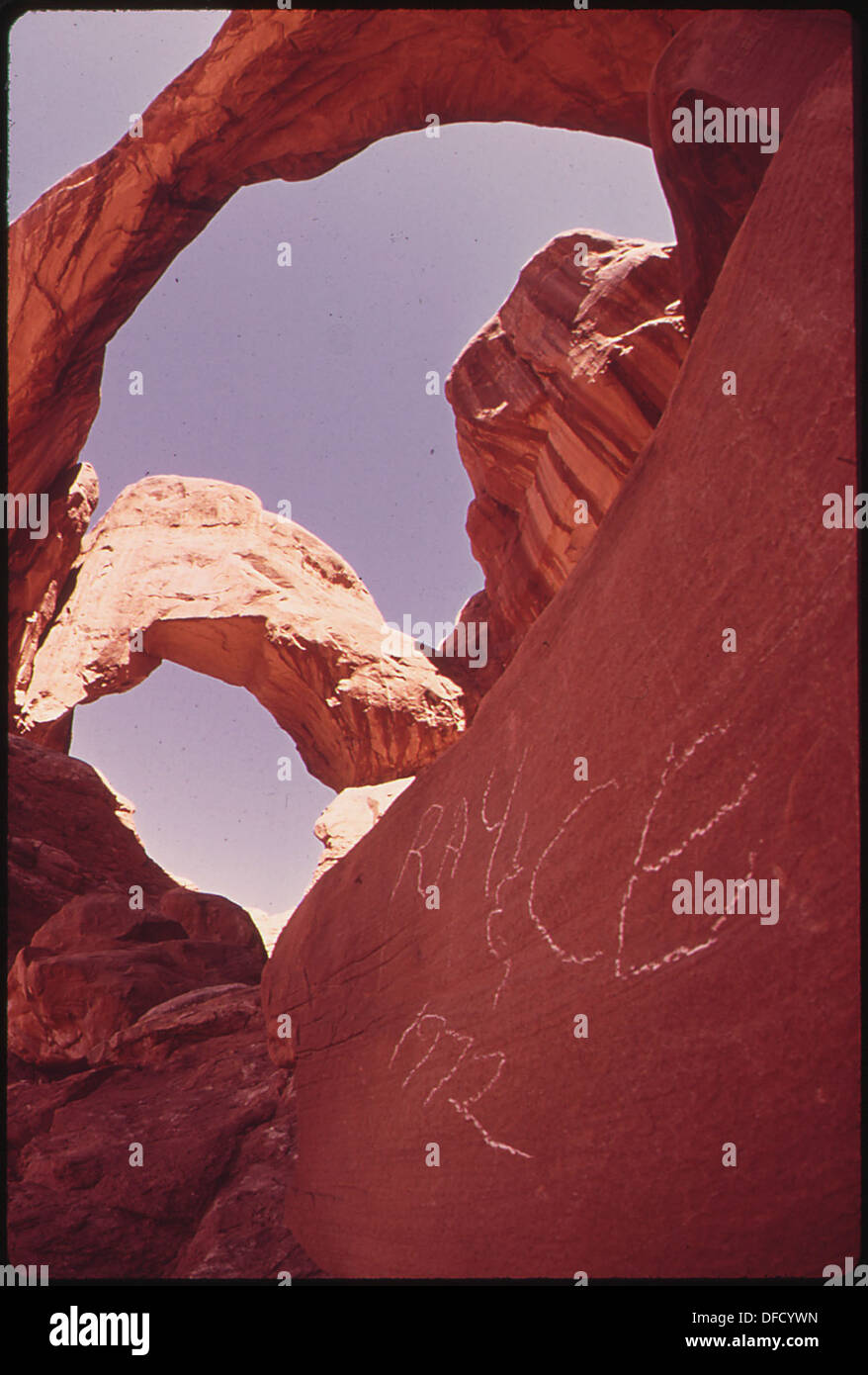 The Double Arch in the Windows section of Arches National Park is one ...
