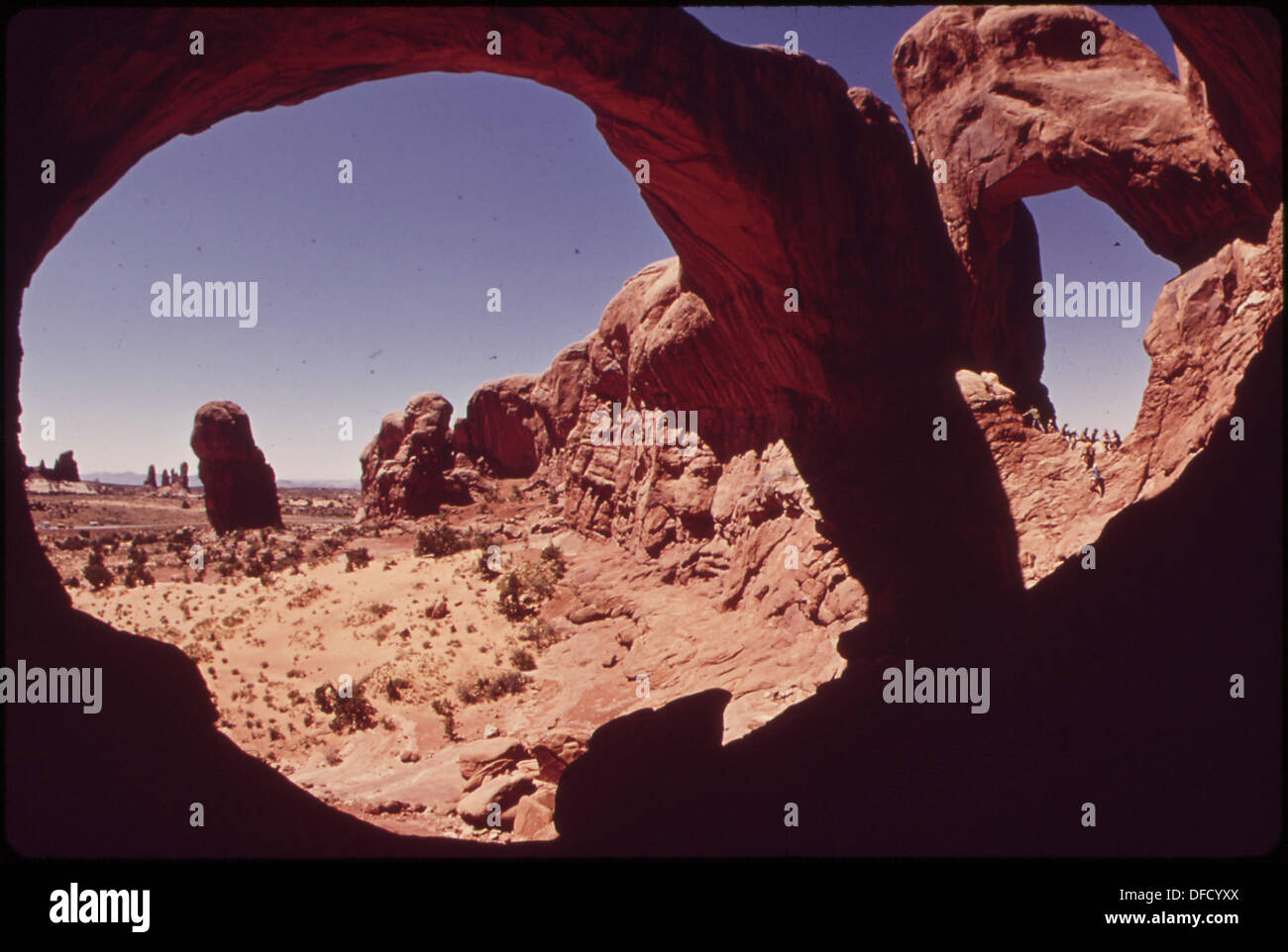 The Double Arch in the Window Section of Arches National Park is a ...