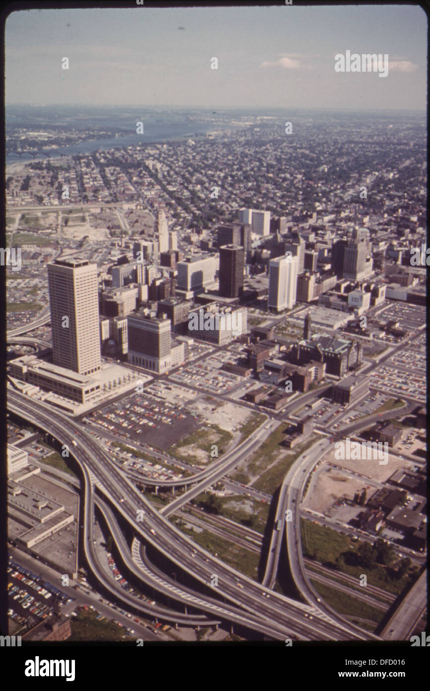 This photograph captures a northeast view of downtown Buffalo, New York ...