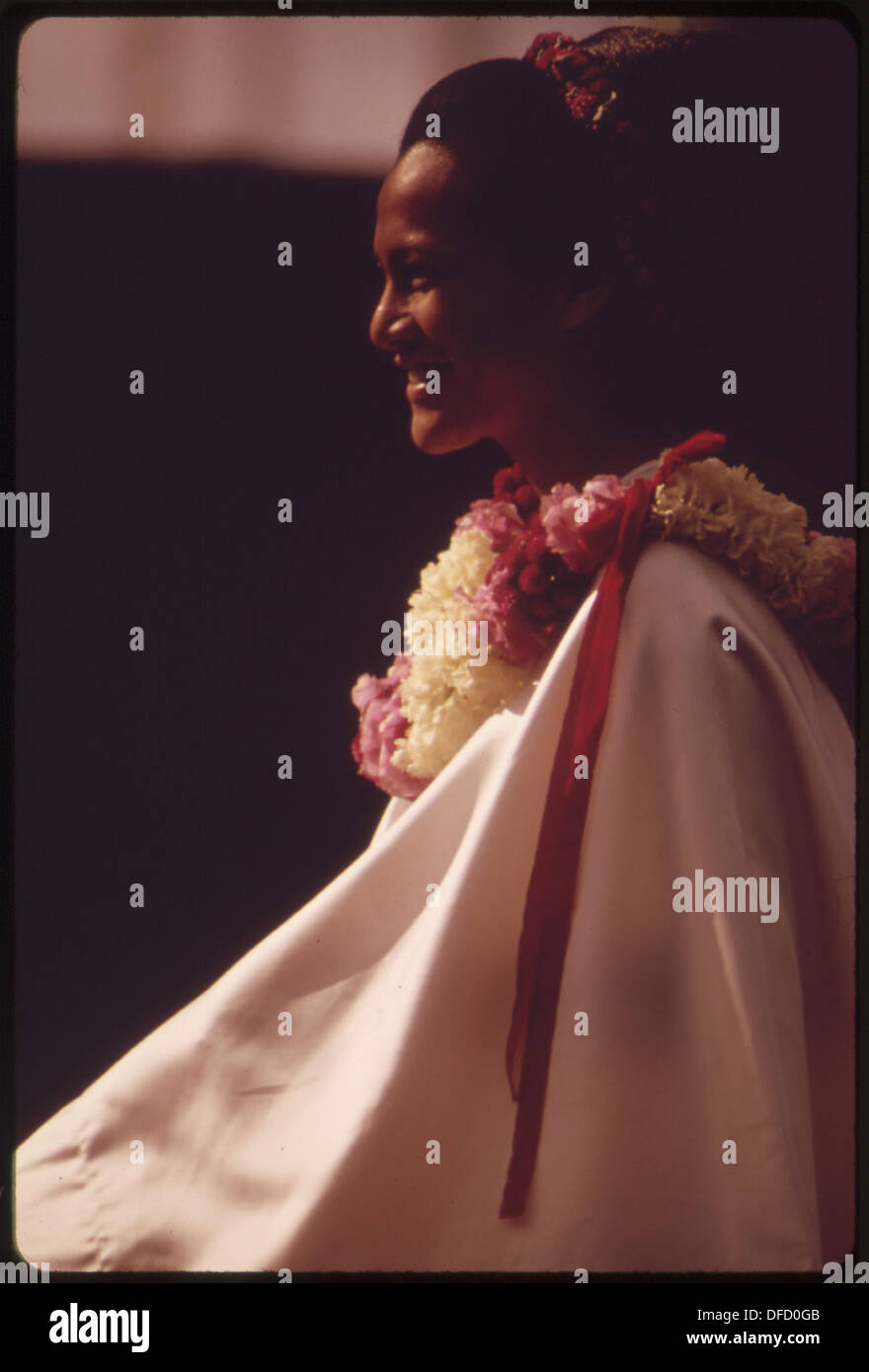 DRESSED FOR ALOHA DAY PARADE DURING ANNUAL ALOHA WEEK FESTIVITIES ...