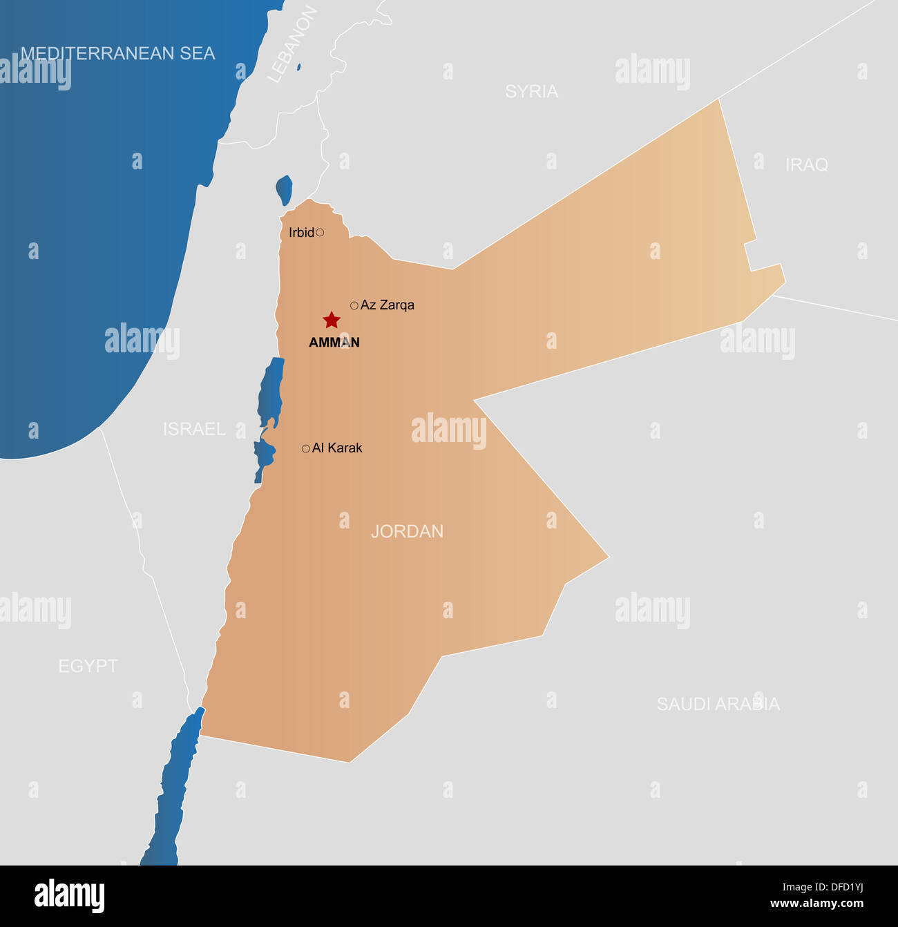 Map of Jordan Stock Photo - Alamy