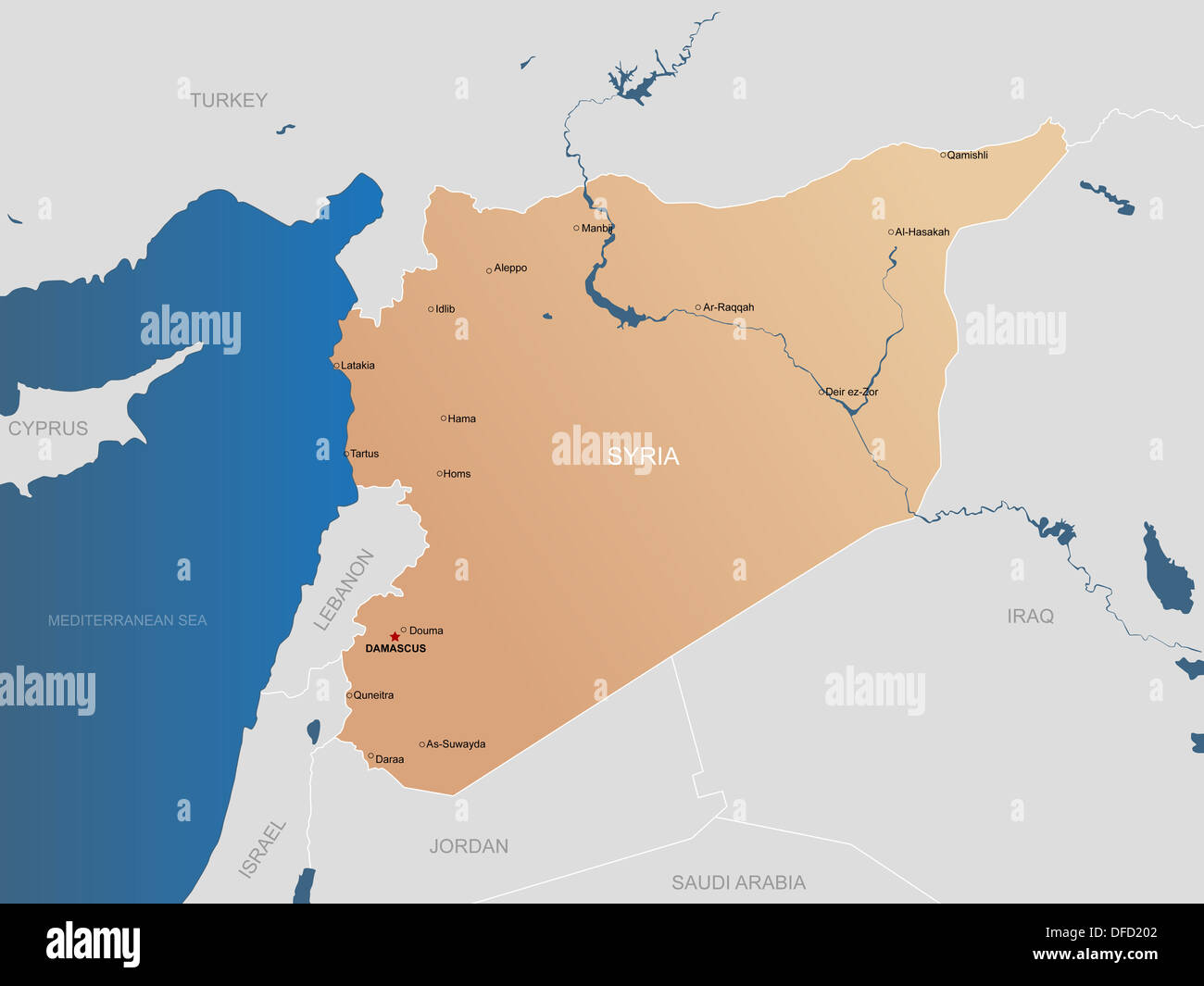 Map of Syria Stock Photo - Alamy