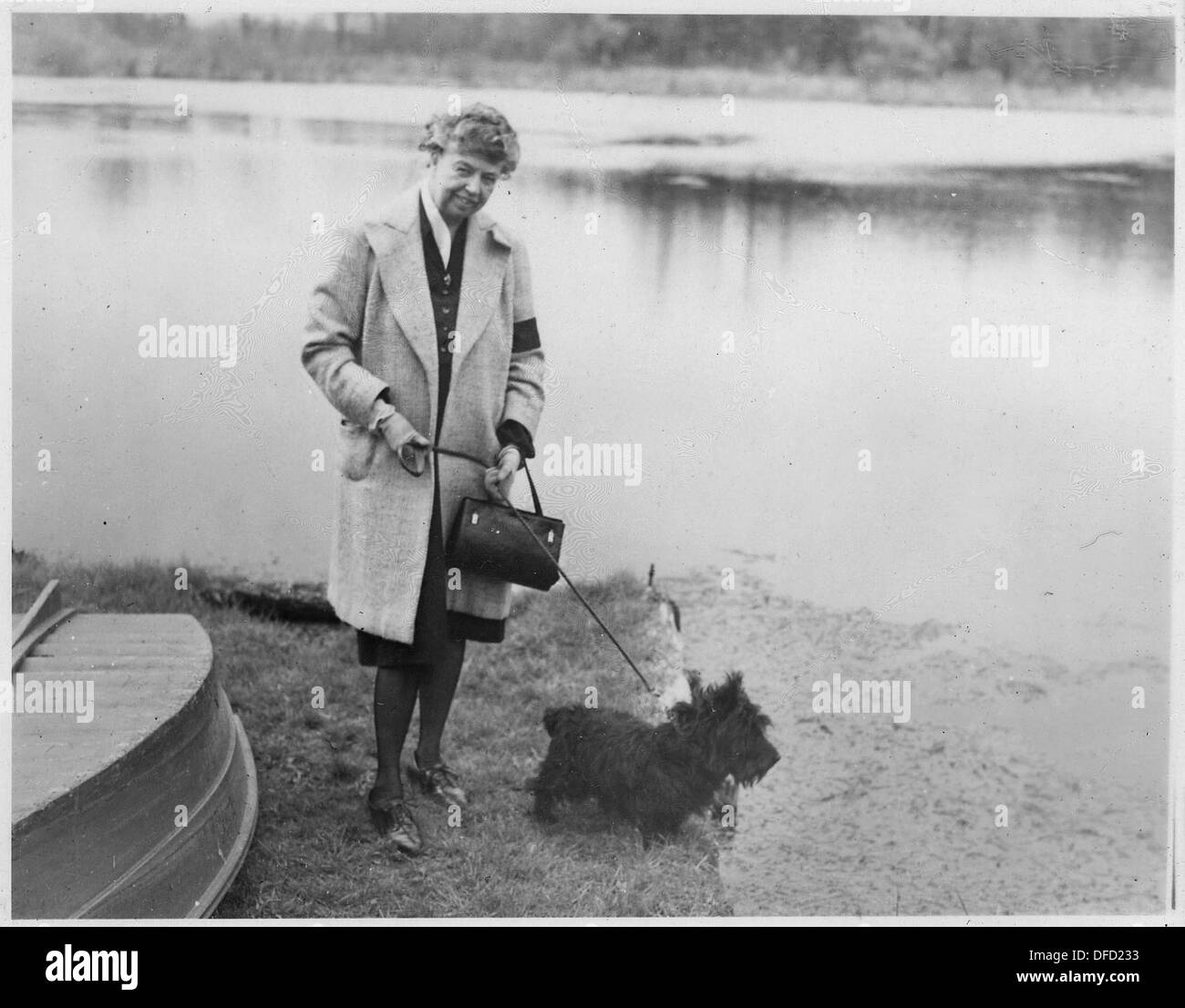 Eleanor Roosevelt is pictured with her dog Fala at Val-Kill in Hyde ...