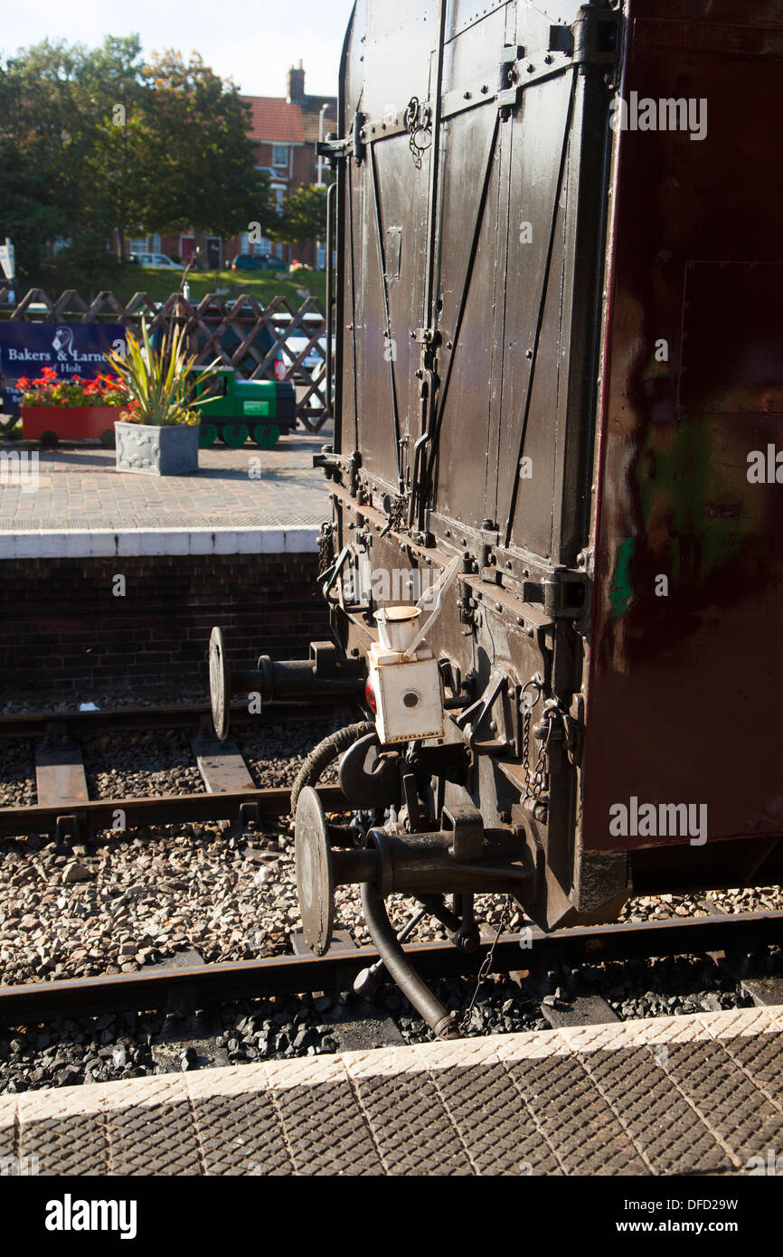 Rear of a railway carriage with lamp attached Stock Photo - Alamy