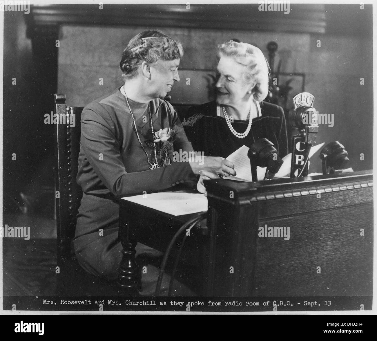 Eleanor Roosevelt and Mrs. Winston Churchill at Quebec, Canada for ...