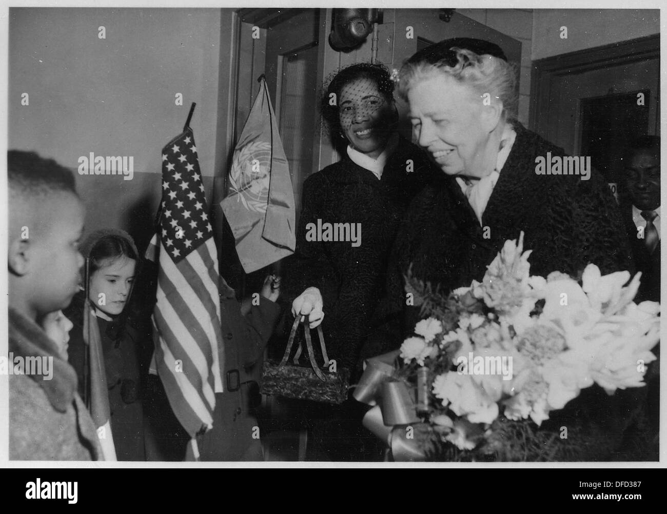 Eleanor Roosevelt visits the Reverend Hayes Housing Project in Newark ...