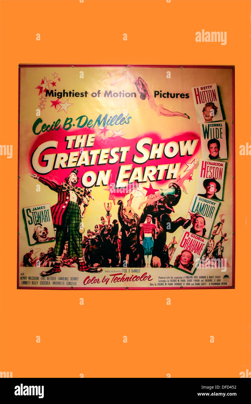 The film poster "The Greatest Show on Earth" a hollywood view of circus ...