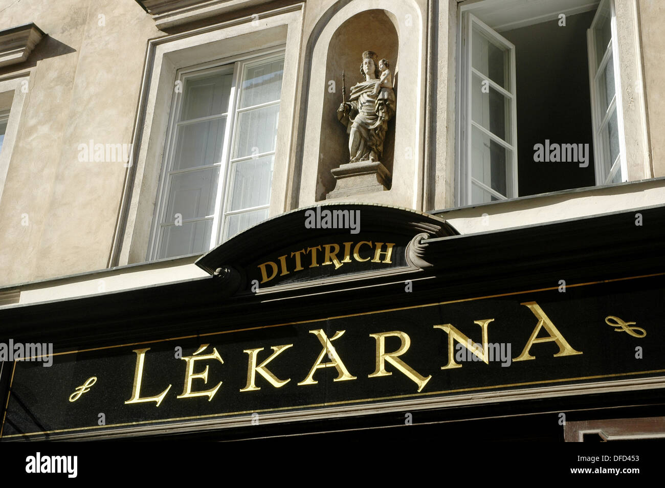 Prague Czech Republic, board at the U zlateho Iva house, with the ...