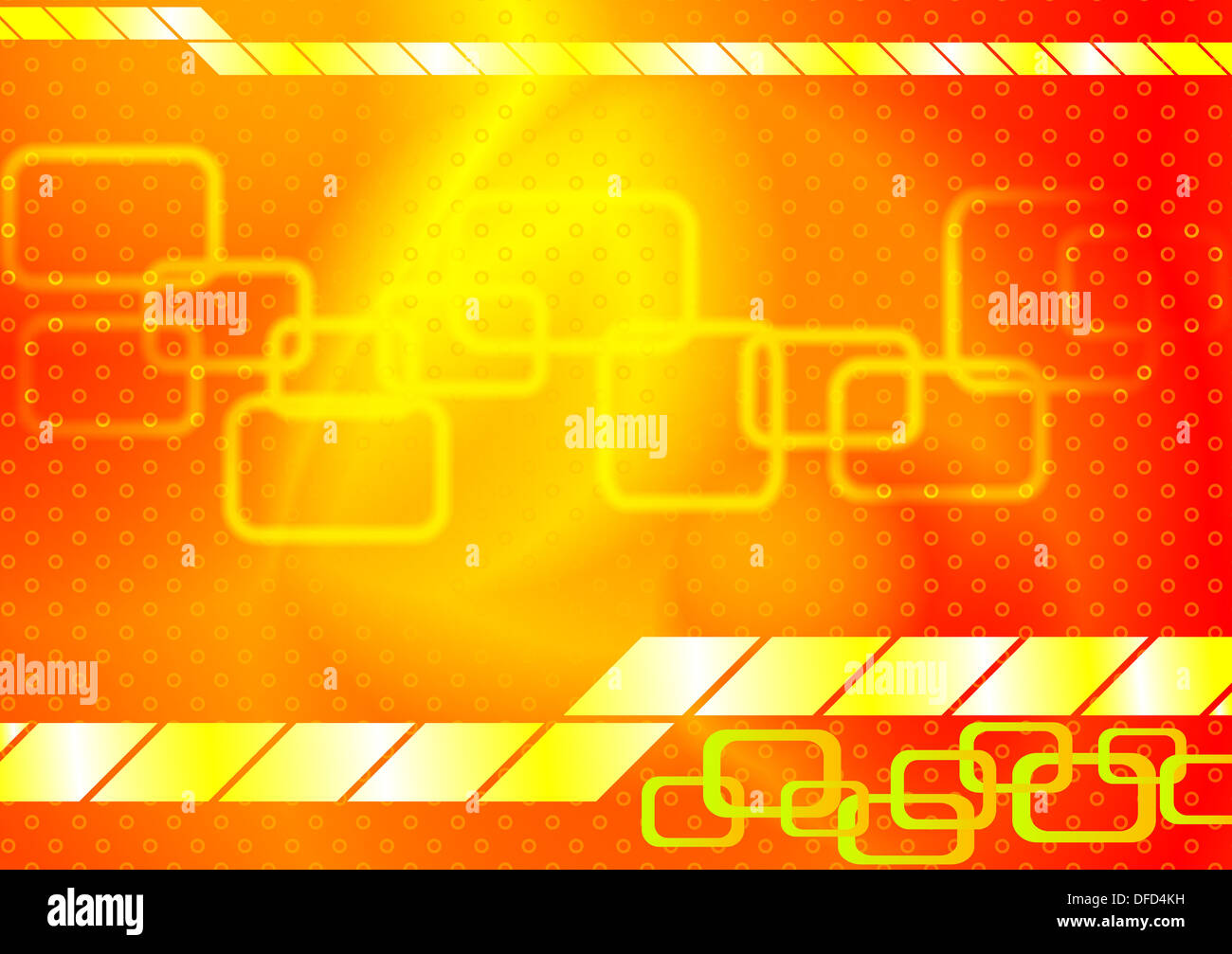 Bright yellow-red advertising background: circles and squares Stock ...