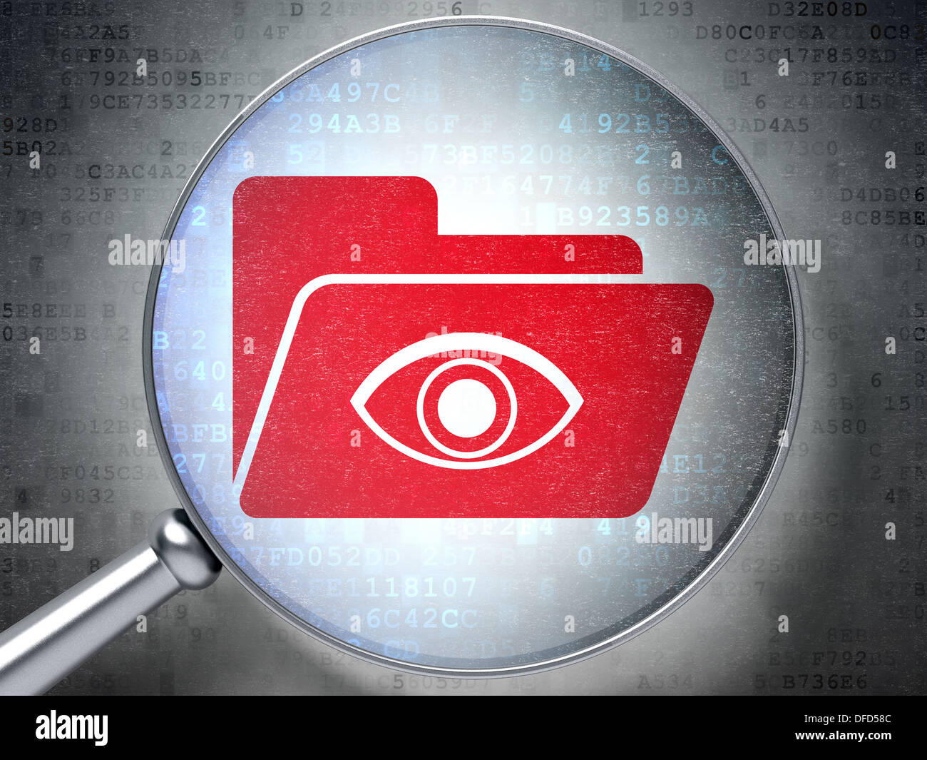 Business concept: optical glass with Folder icon Stock Photo - Alamy