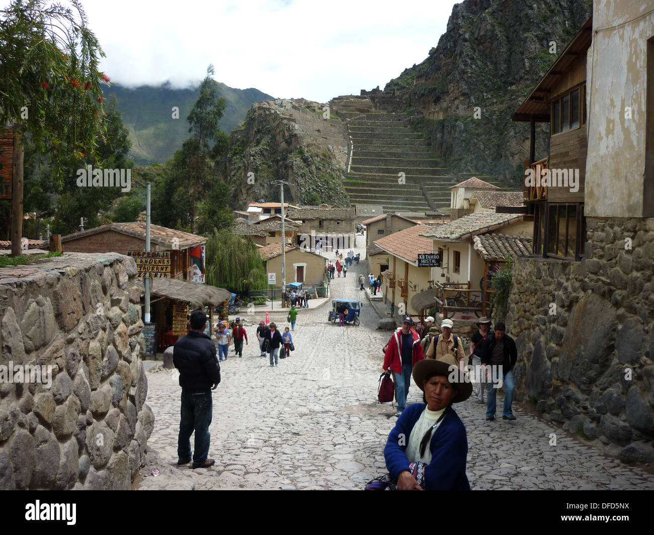 The village of Ollantaytambo in the Sacred Valley of the Incas, near ...