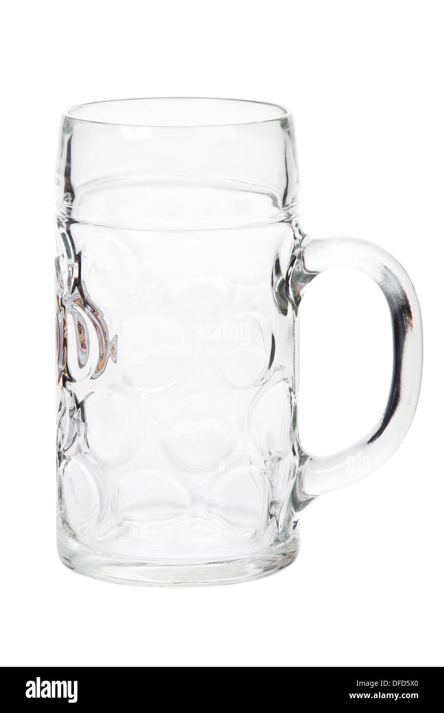 Large 1 liter beer mug isolated on white background Stock Photo - Alamy
