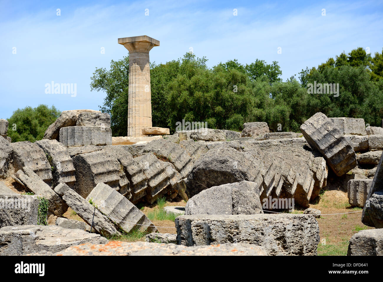 The Temple of Zeus ruins in ancient Olympia, Peloponnes, Greece Stock ...