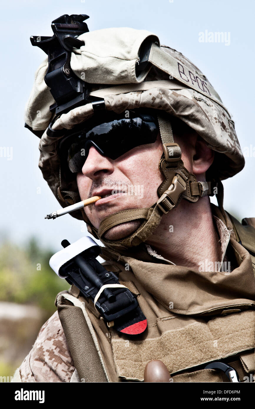 US marine smoking Stock Photo - Alamy
