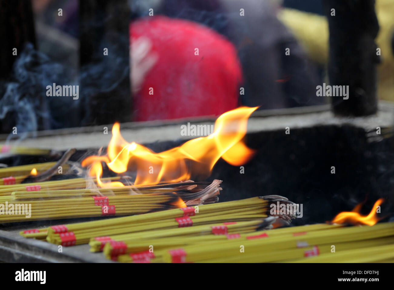 Incense sticks at buddhist temple in Shanghai, China Stock Photo - Alamy