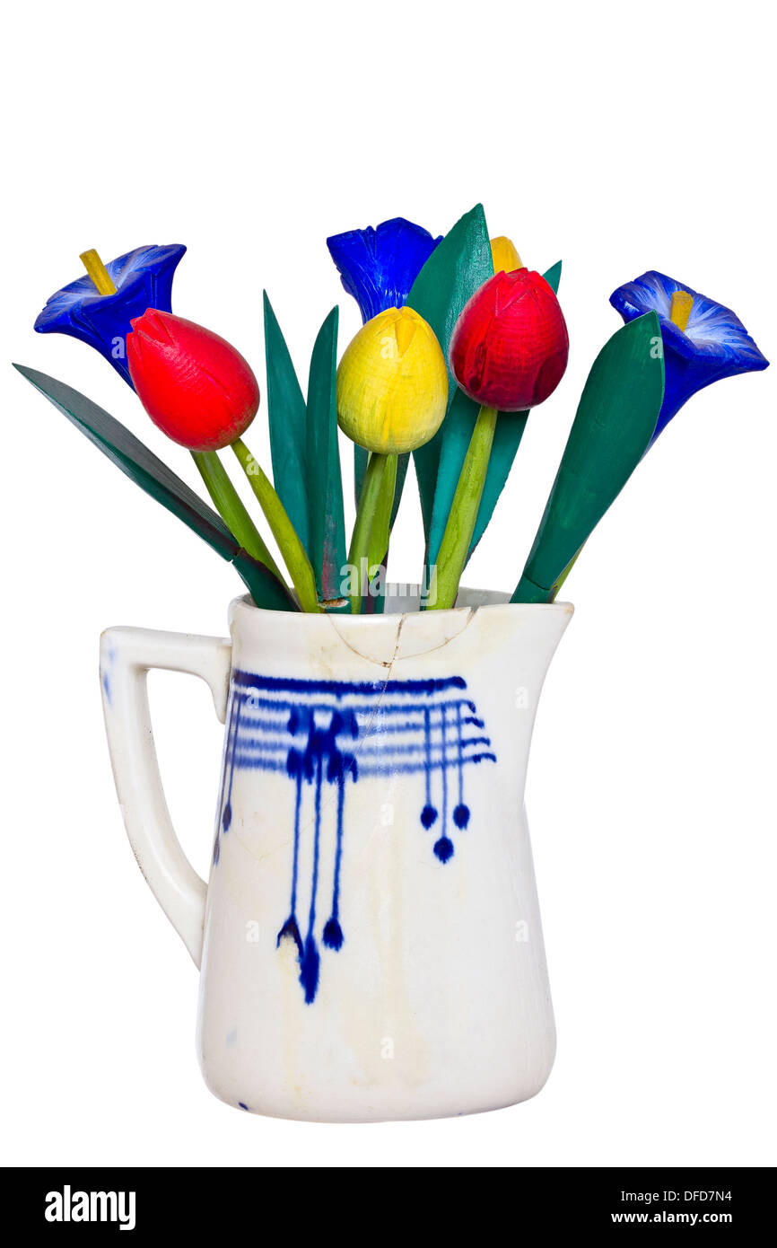 Wooden flowers in the jug Stock Photo - Alamy