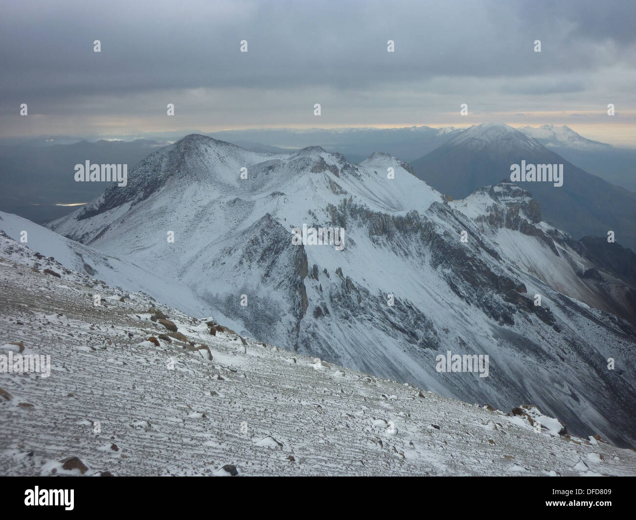 View from the summit of the Chachani volcano (6057m), Arequipa, Peru ...