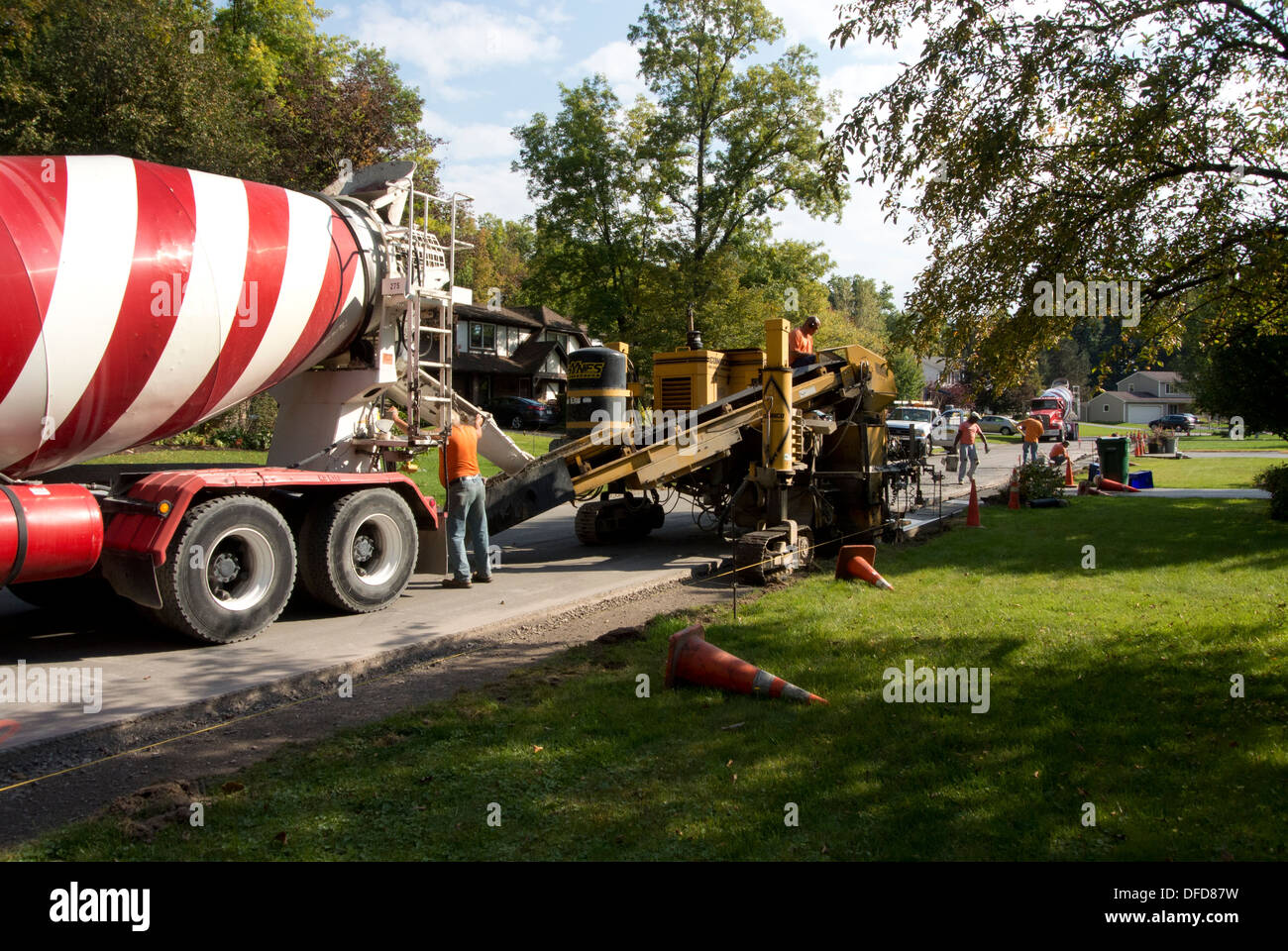 Road work in residential area Stock Photo - Alamy