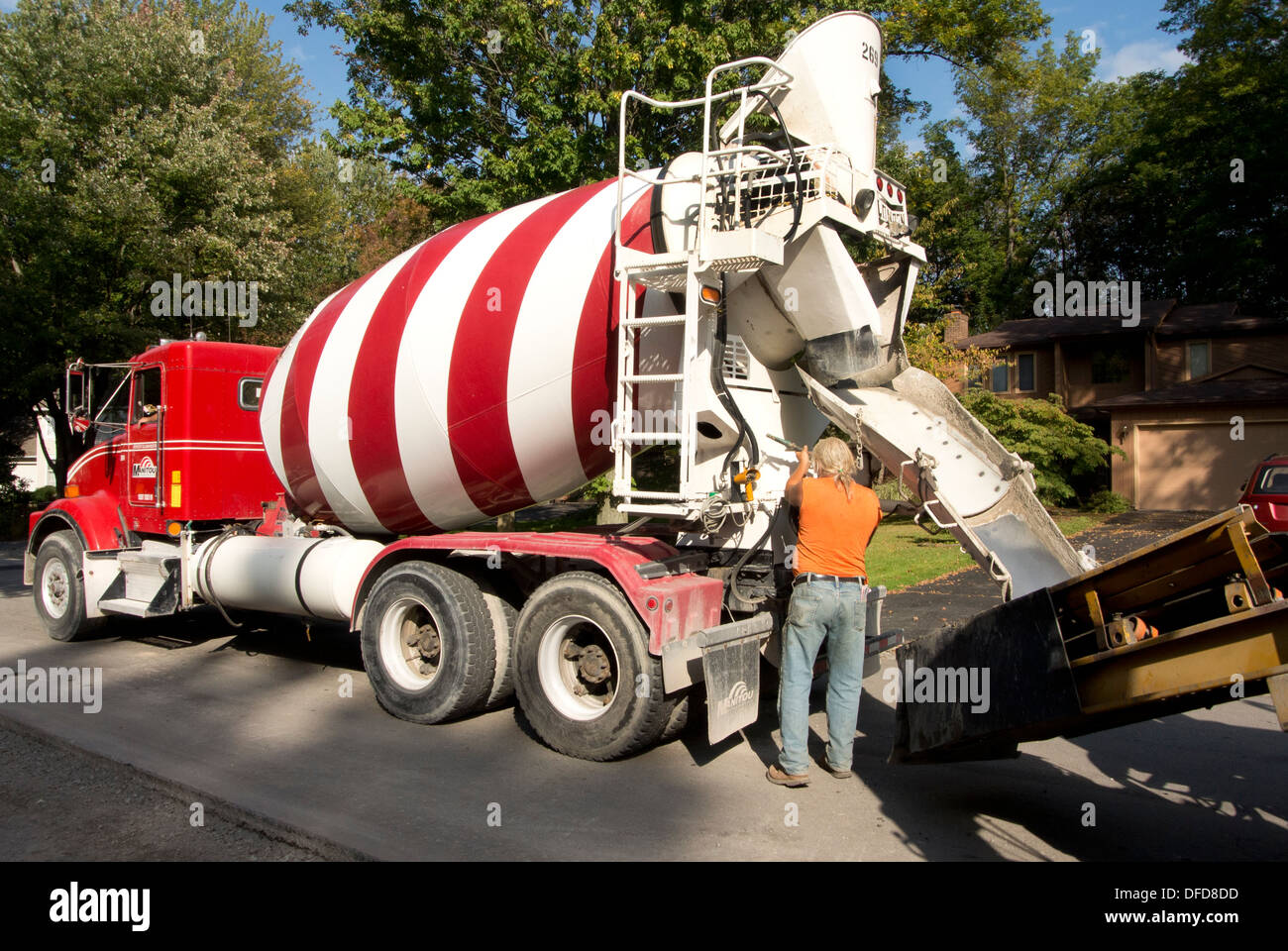 Road work in residential area Stock Photo - Alamy