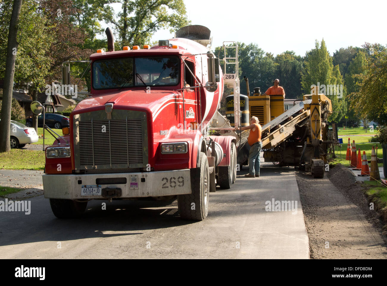 Road work in residential area Stock Photo - Alamy