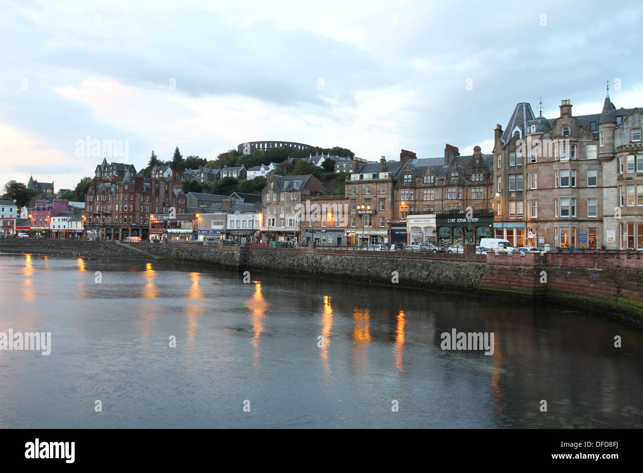 Oban waterfront at dusk Scotland September 2013 Stock Photo - Alamy