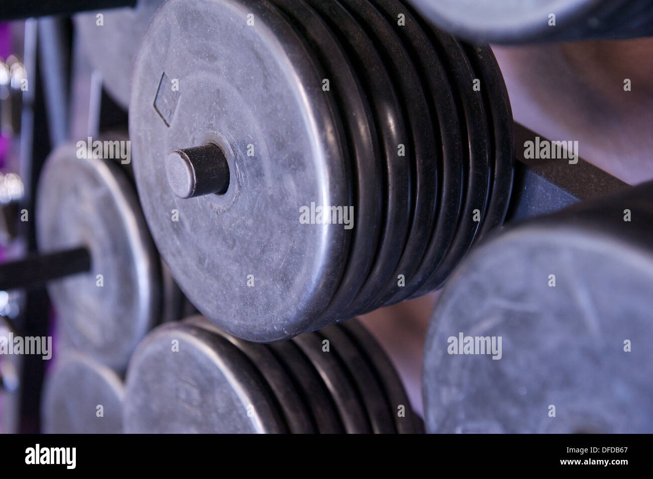 Image of a full weight rack for free weights at a commercial gym Stock ...