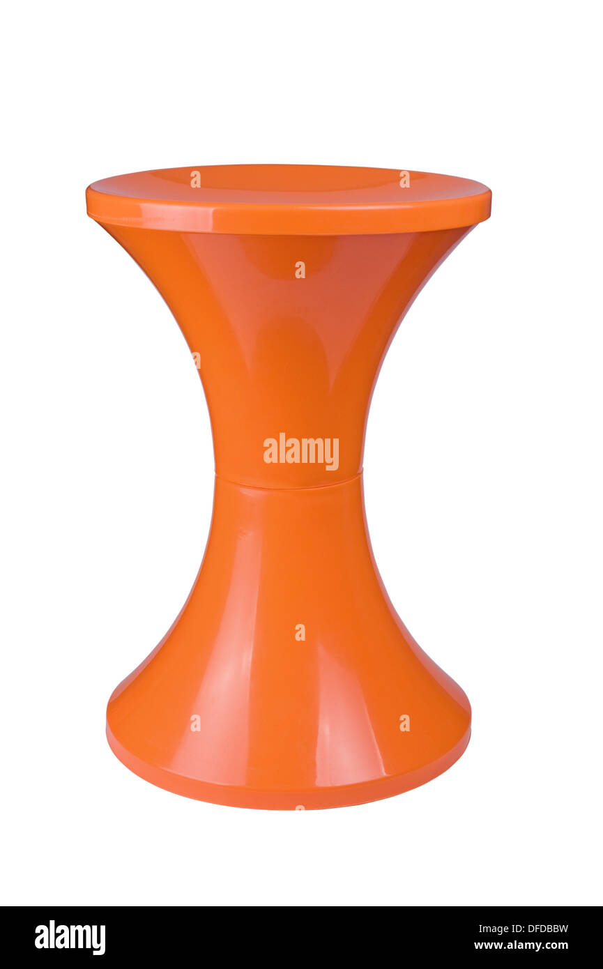 Orange plastic stool isolated on white background Stock Photo - Alamy