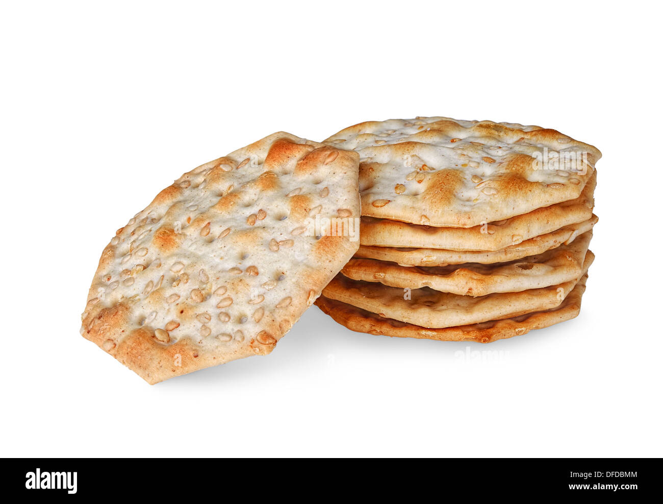 some wheat sesame crackers isolated on white background Stock Photo - Alamy