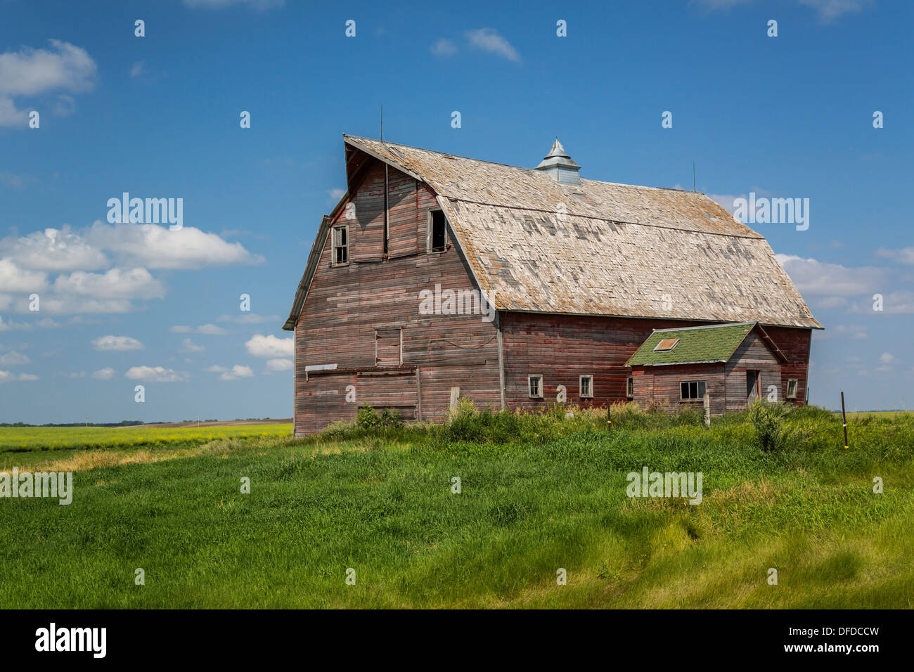 An old barn on a prairie field near Langdon, North Dakota, USA Stock ...