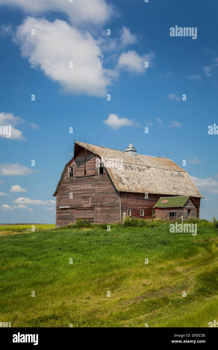 An old barn on a prairie field near Langdon, North Dakota, USA Stock ...