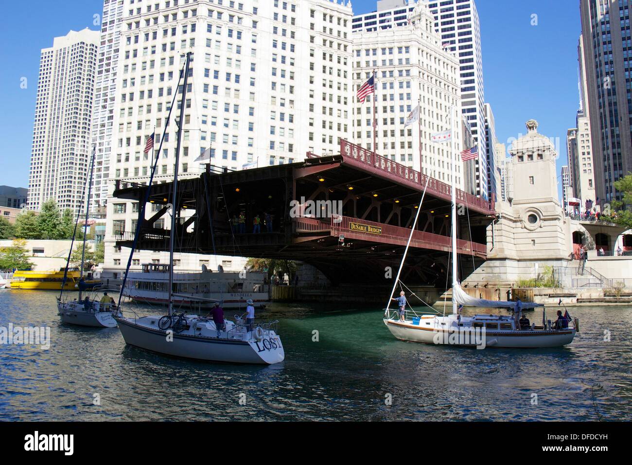 Chicago, Illinois, USA. 2nd October, 2013. The DuSable Bridge on North ...