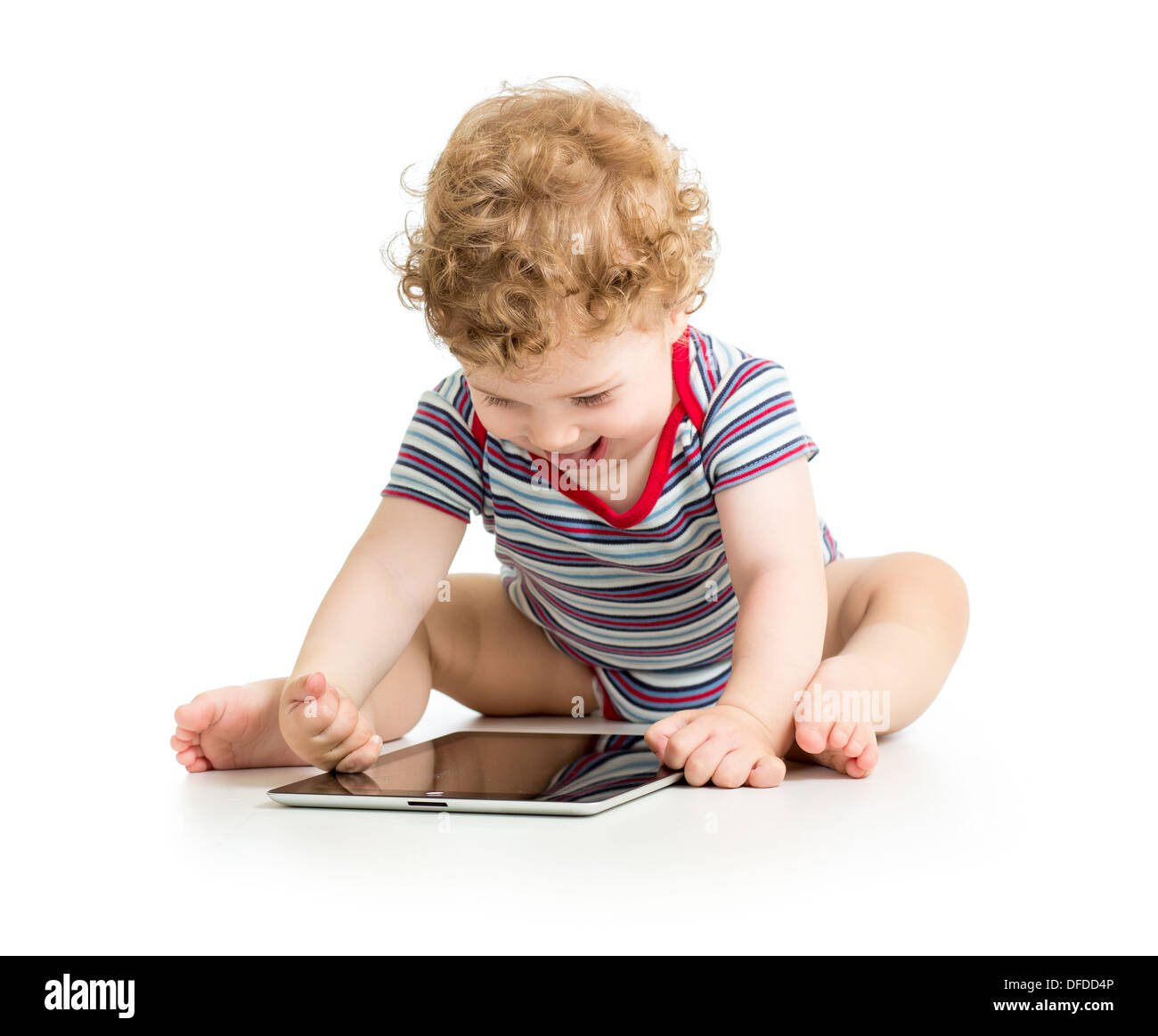 Baby with laptop on the white background Stock Photo - Alamy
