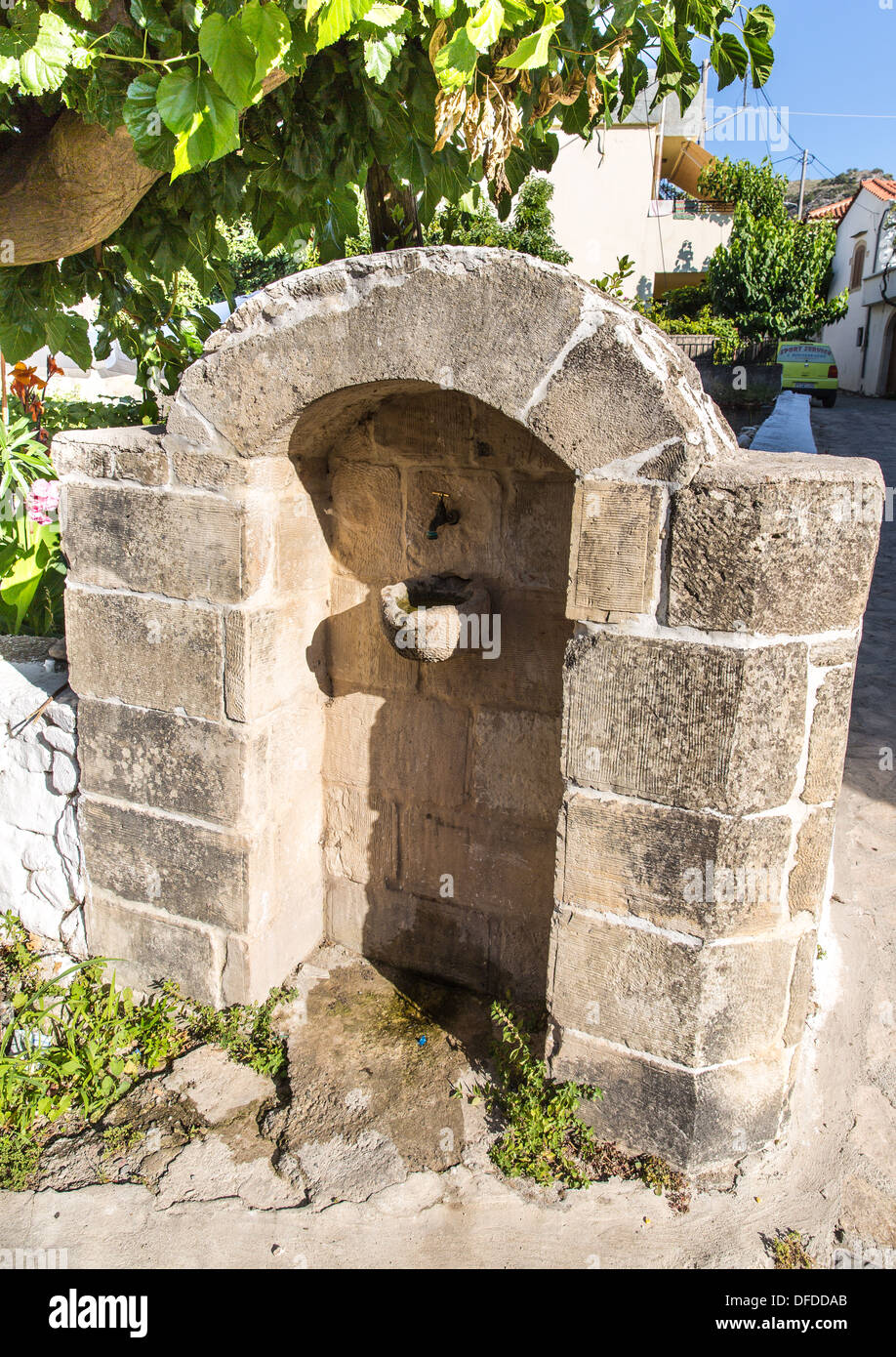 Small cretan village in Crete island, Greece. Building Exterior of home ...