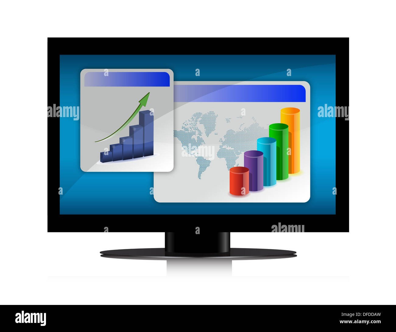 monitor with graphs on the screen on white background Stock Photo - Alamy