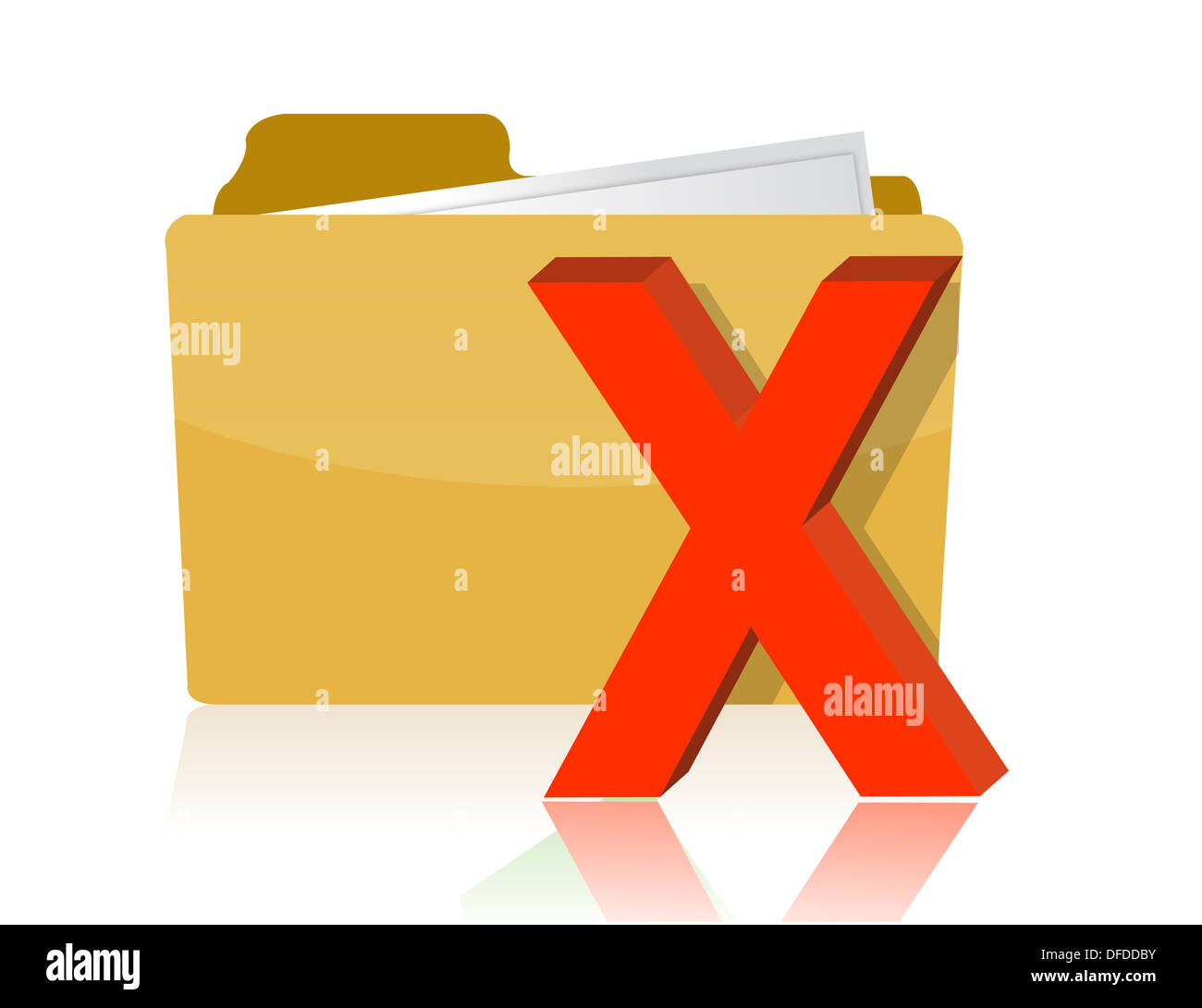 x mark Yellow computer folder on white background Stock Photo - Alamy