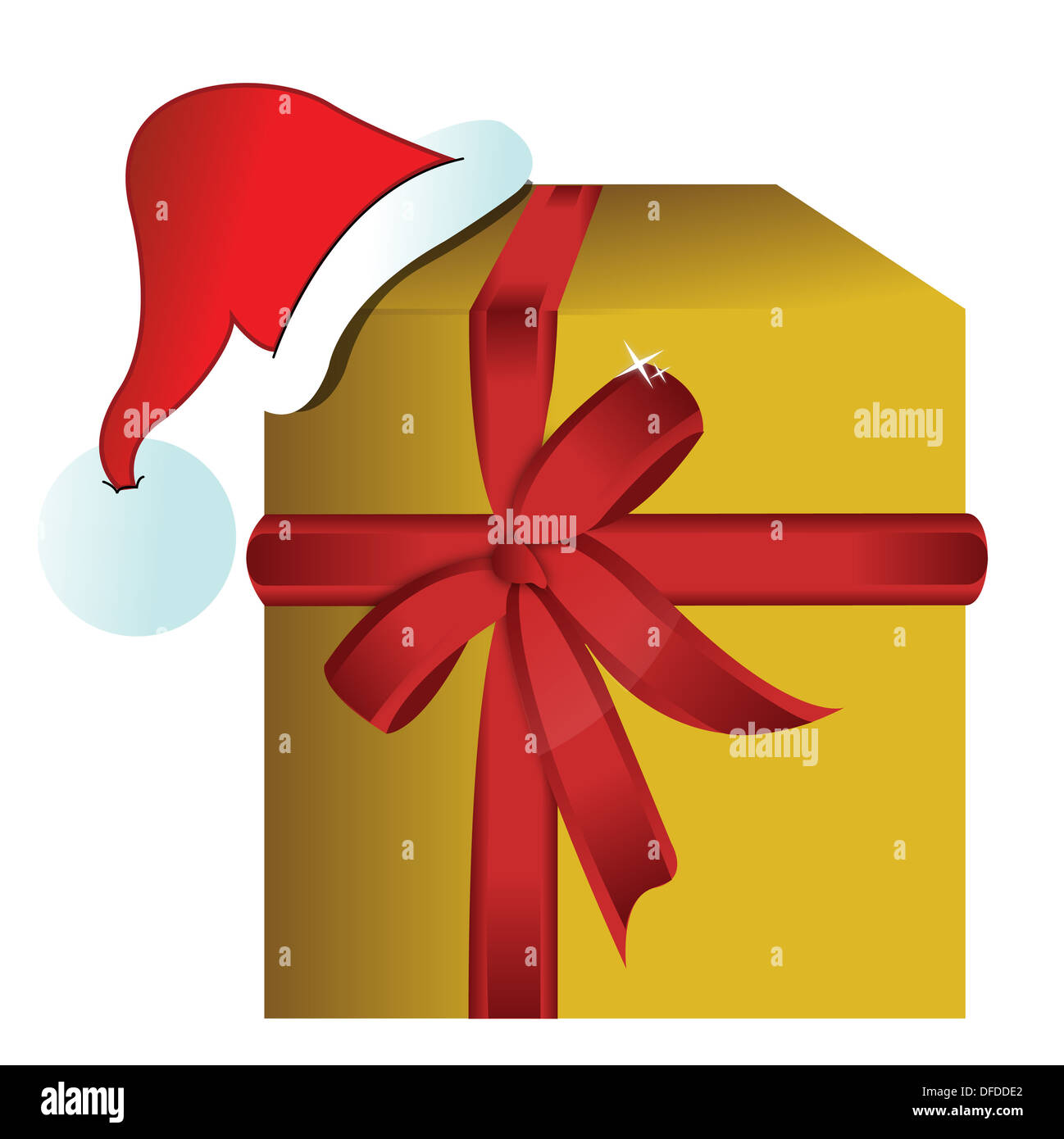 present gift box with christmas hat illustration Stock Photo - Alamy