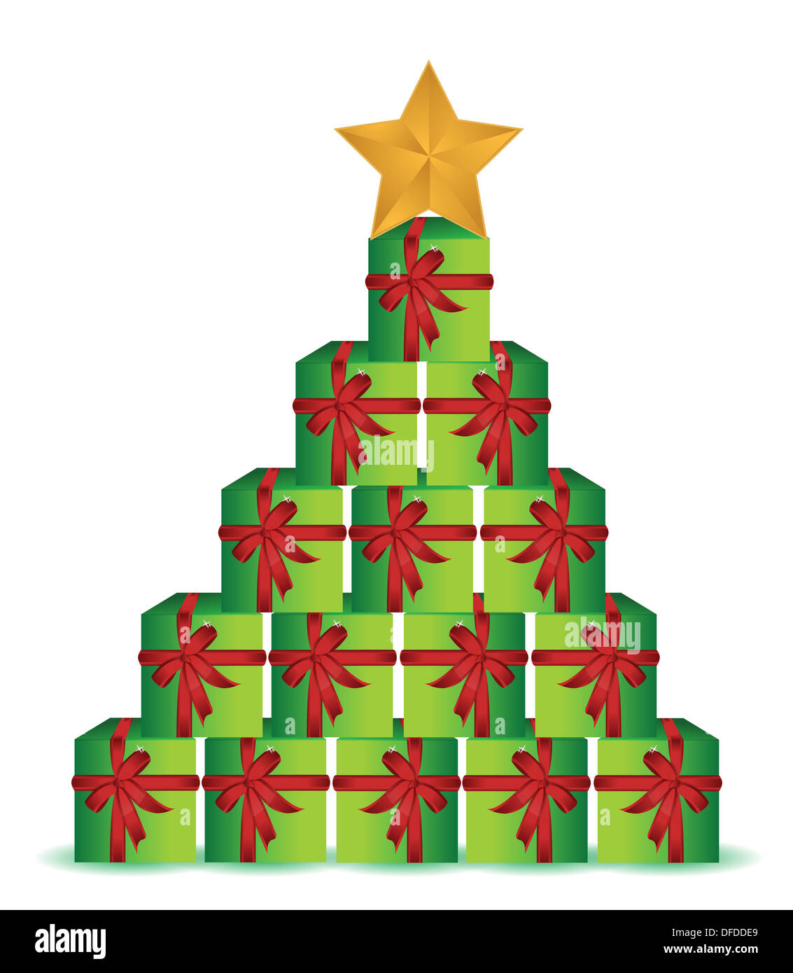 christmas present box tree illustration design Stock Photo - Alamy