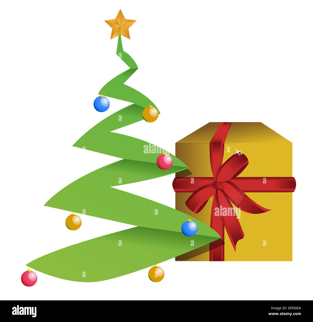 Christmas Tree and Gift illustration design Stock Photo - Alamy